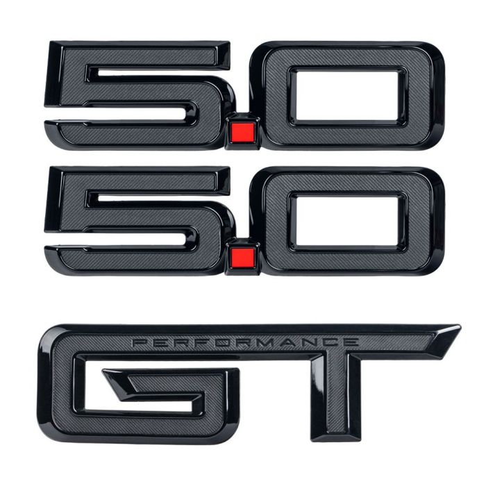 Ford Black Rear GT Emblem And 5.0 Fender Emblem Kit
