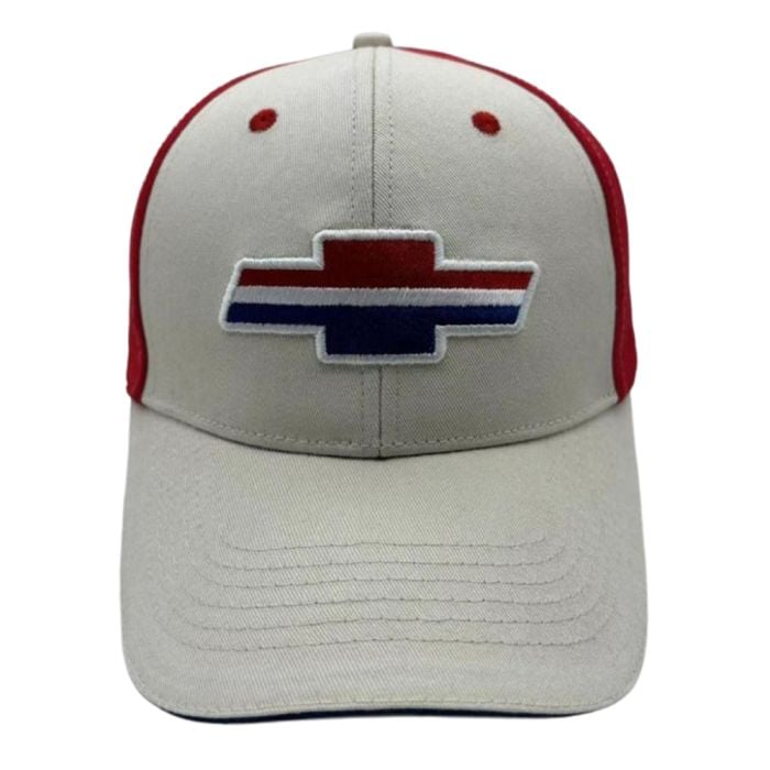 Cream/ Red Ball Cap with Chevy Bow Tie Logo