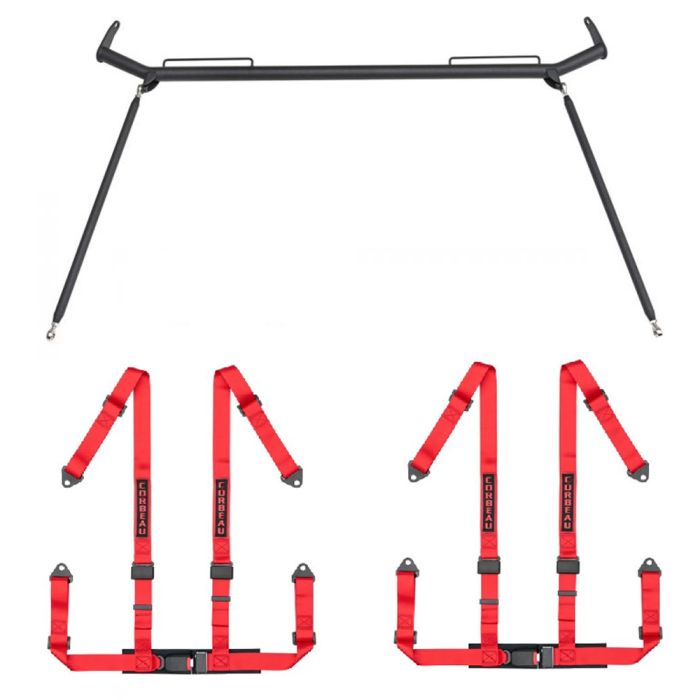 Corbeau Mustang Harness Bar With 4-Point Harnesses Red Coupe/ Hatchback ...