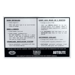 Jim Osborn Reproductions DF52 Mustang Service Spec Decal 1967-1969