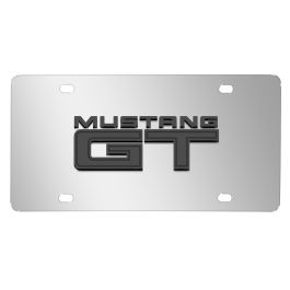 License Plate Stainless Steel Chrome w/Dark Gray 3D Logos