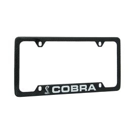 License Plate Frame Carbon Fiber Black With Cobra Logo | CJ Pony Parts