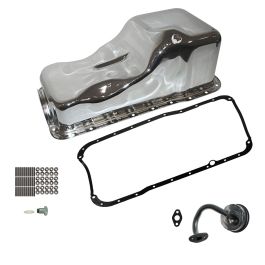 CJ Classics 351W Mustang Front Sump Oil Pan Kit Chrome W/Studs 1969-73