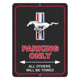 Parking Only Sign Carbon Fiber Gloss Aluminum Tri-Bar Logo